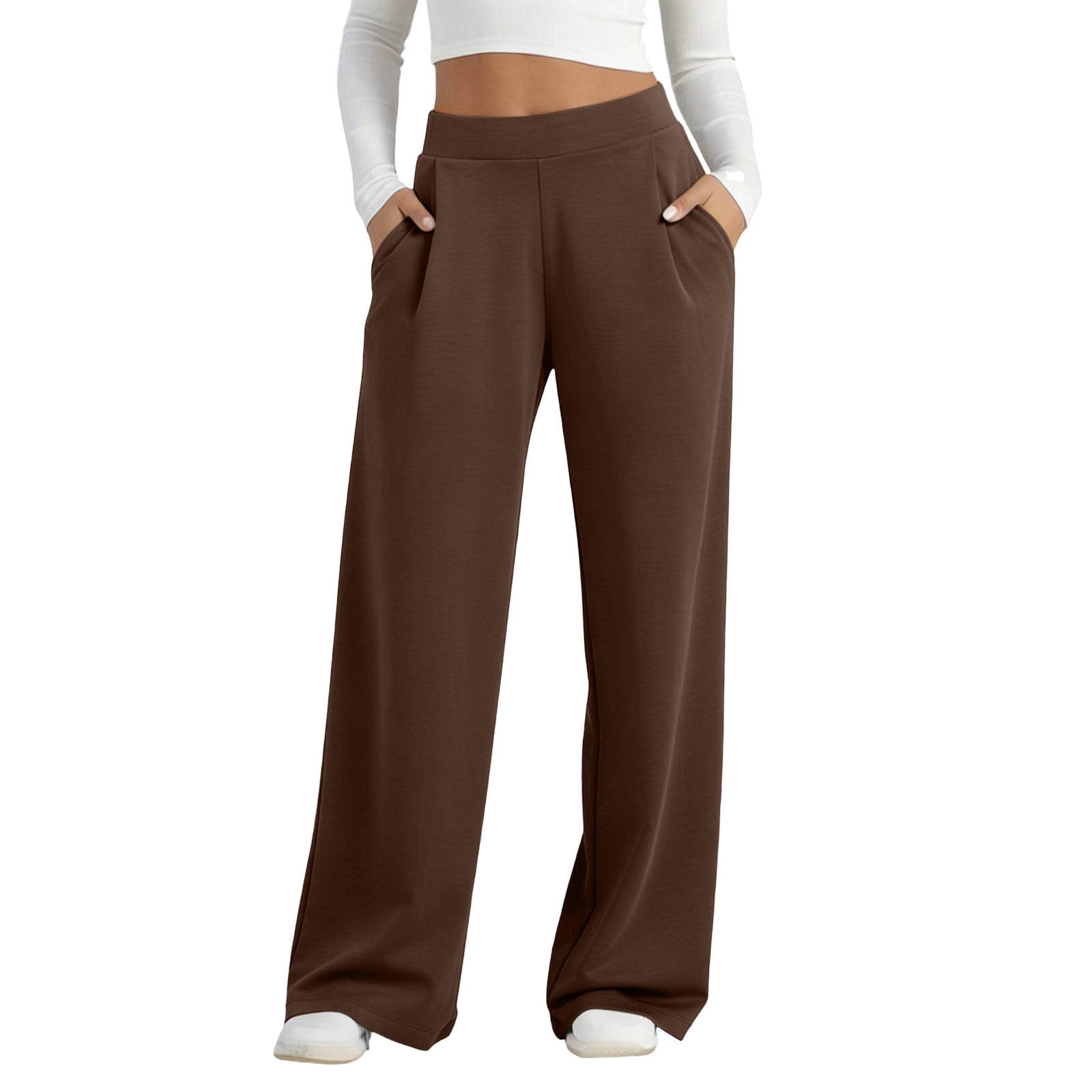Besolor Yoga Pants for Women Elastic High Waisted Wide Leg Casual Loose ...