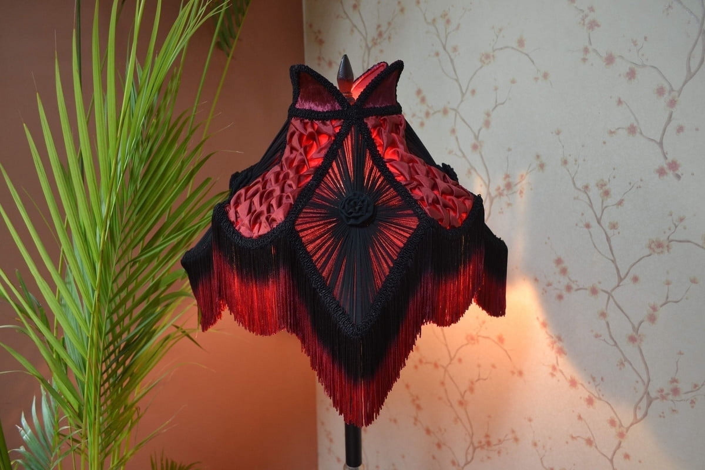 BespokeByNikita Victorian Lotus Red Fringe Silk & Chiffon Table ...
