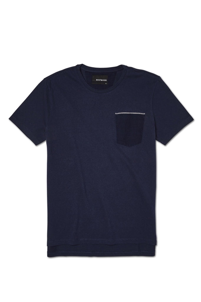 Bespoken Men's Selvedge Pocket T-shirt 014, Navy, Small - Walmart.com