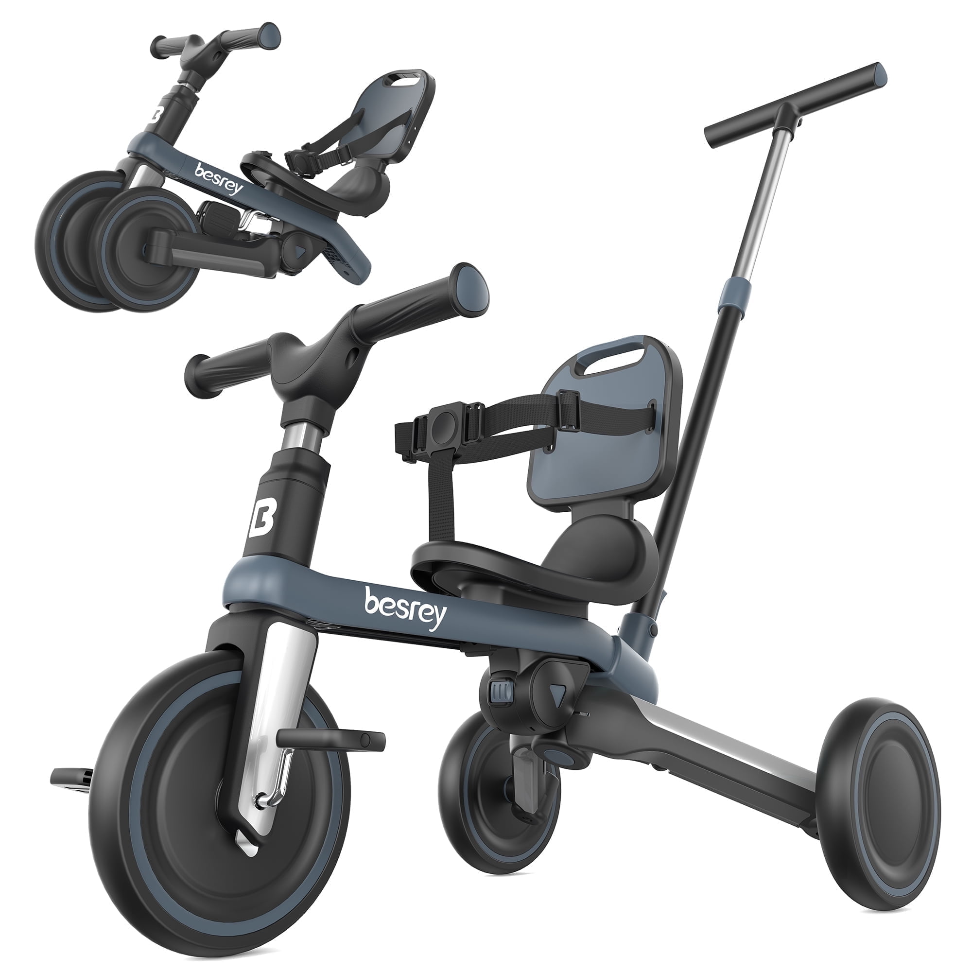 Besrey Kids Tricycle, Toddler Bike with Push Handle for Beginner Girls ...