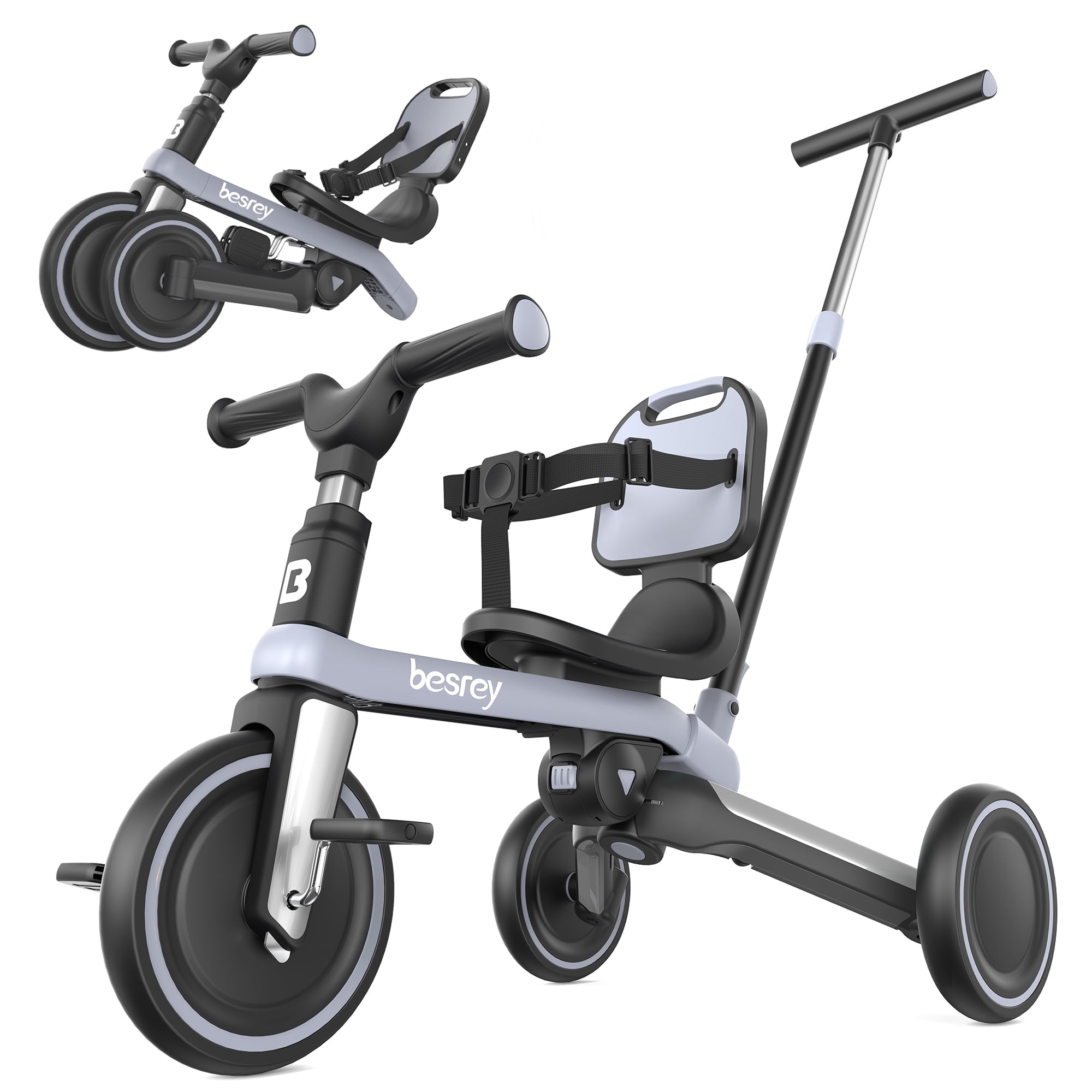 Besrey Kids Tricycle, Toddler Trike Bike for Beginner with Push Handle ...