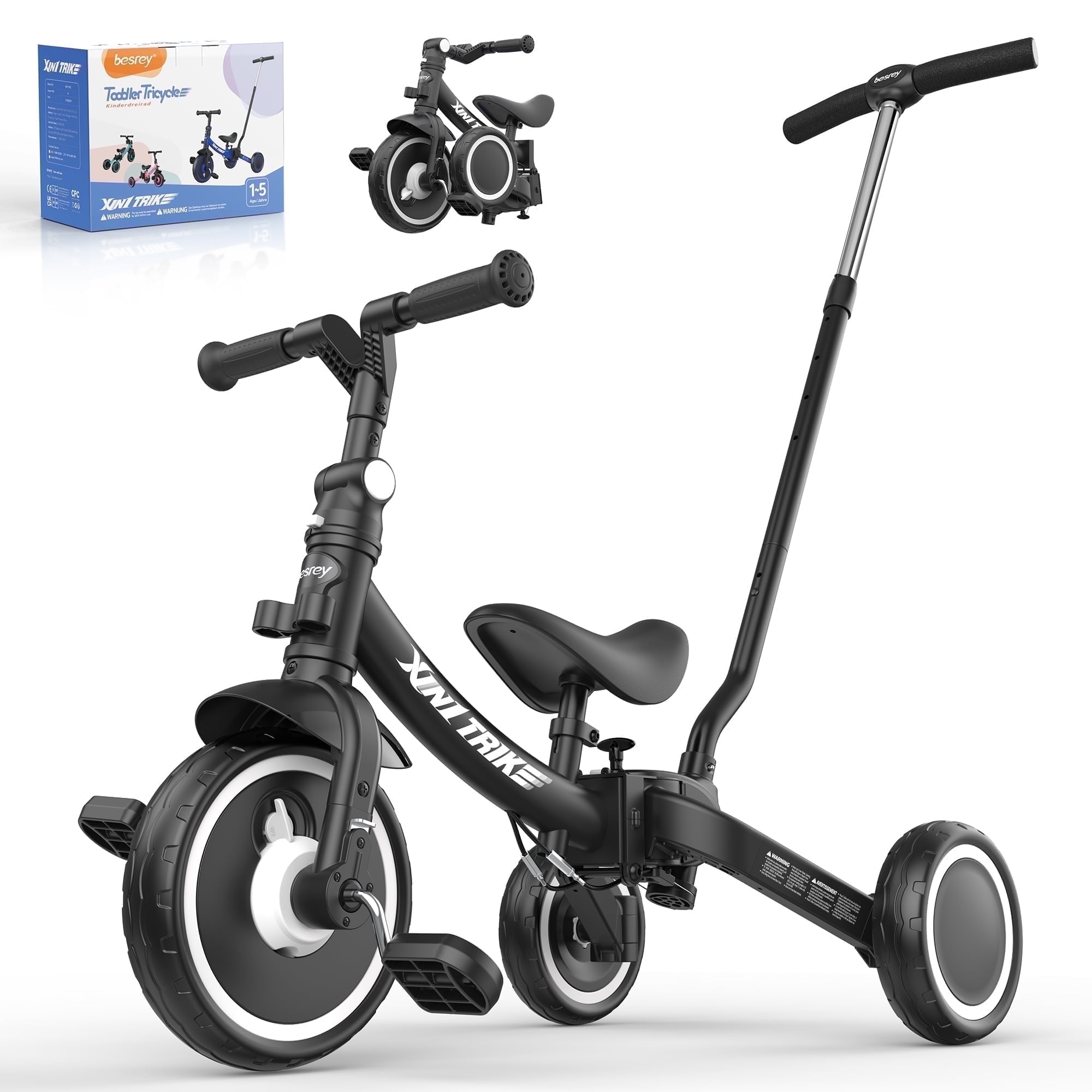 Besrey 7-in-1 Foldable Beginner Bike for Toddlers, Kids Balance ...