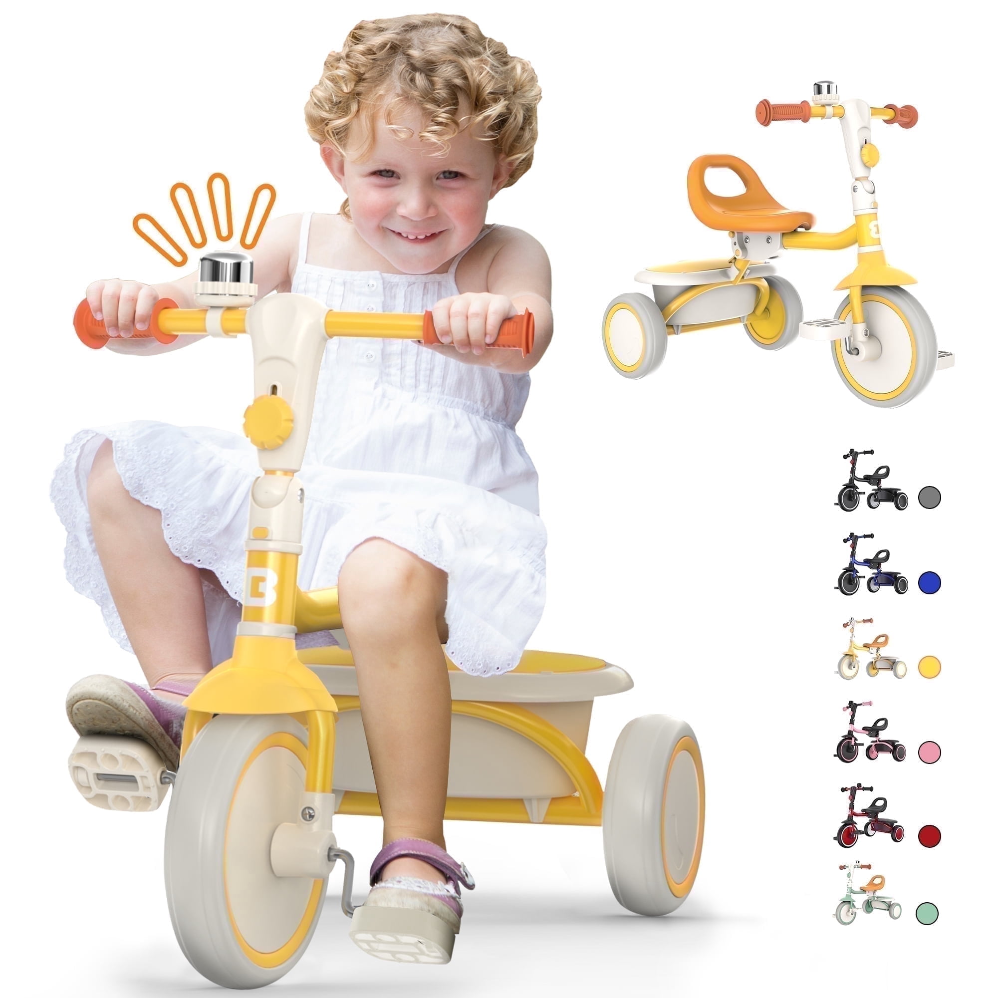 Besrey Toddler Tricycle, Kids Bike for 18 Months to 5 Years, Adjustable ...