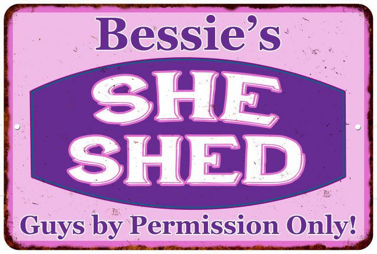 Bessie's Purple & Pink SHE SHED Vintage Sign 8x12 Woman Wall Decor ...