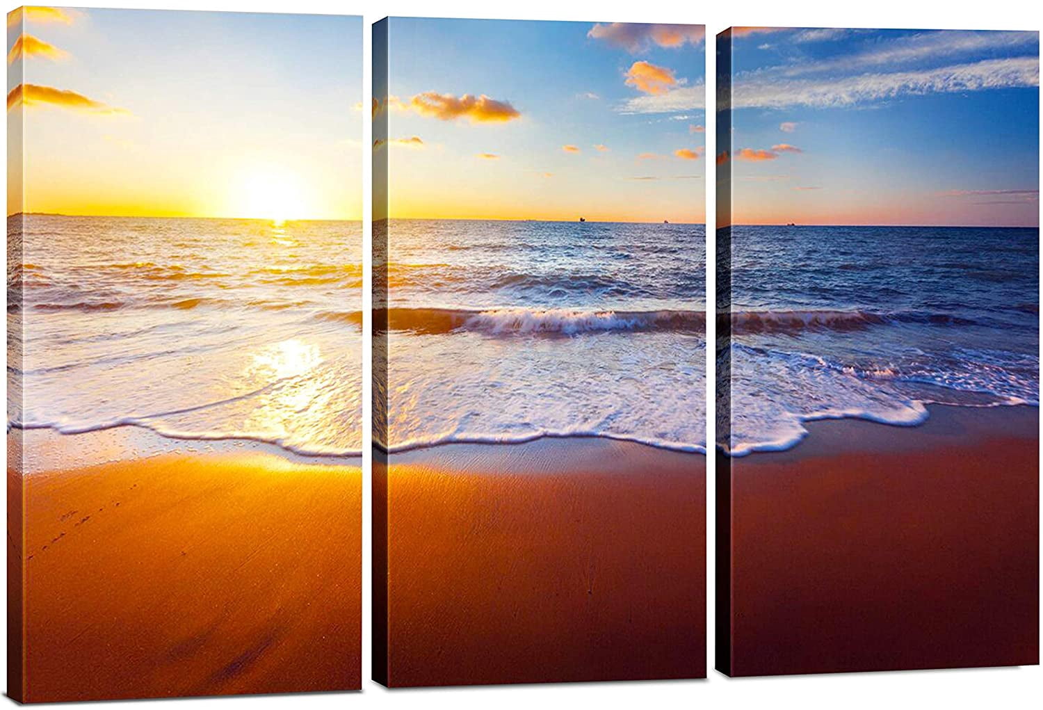 Best 3 Panel Sunset Beach Canvas Wall Art Decor, Modern 24x36 Hanging ...