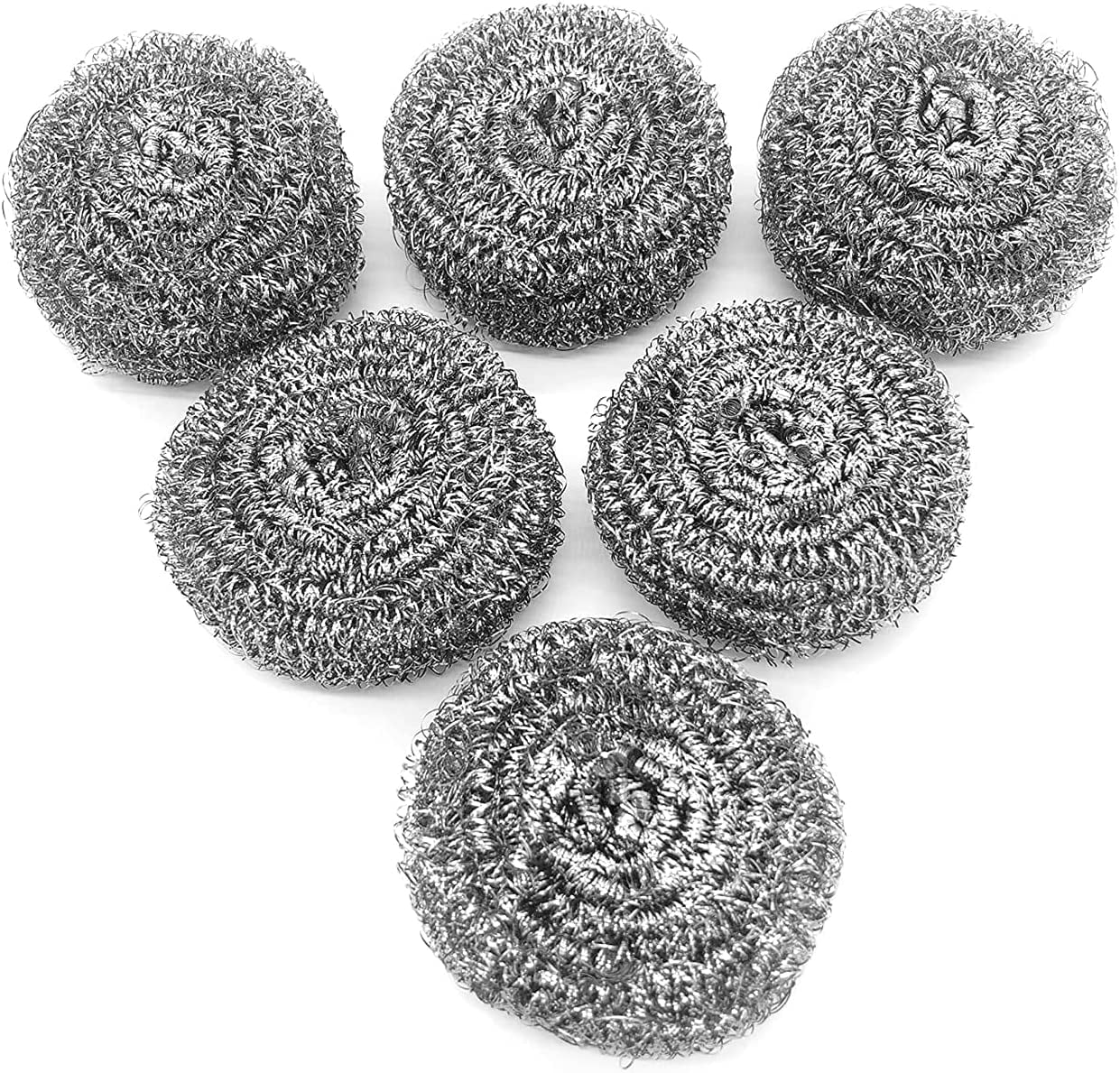 6 Pack Steel Wool Scrubber Sponge, Stainless Steel Scrubber, Reusable ...