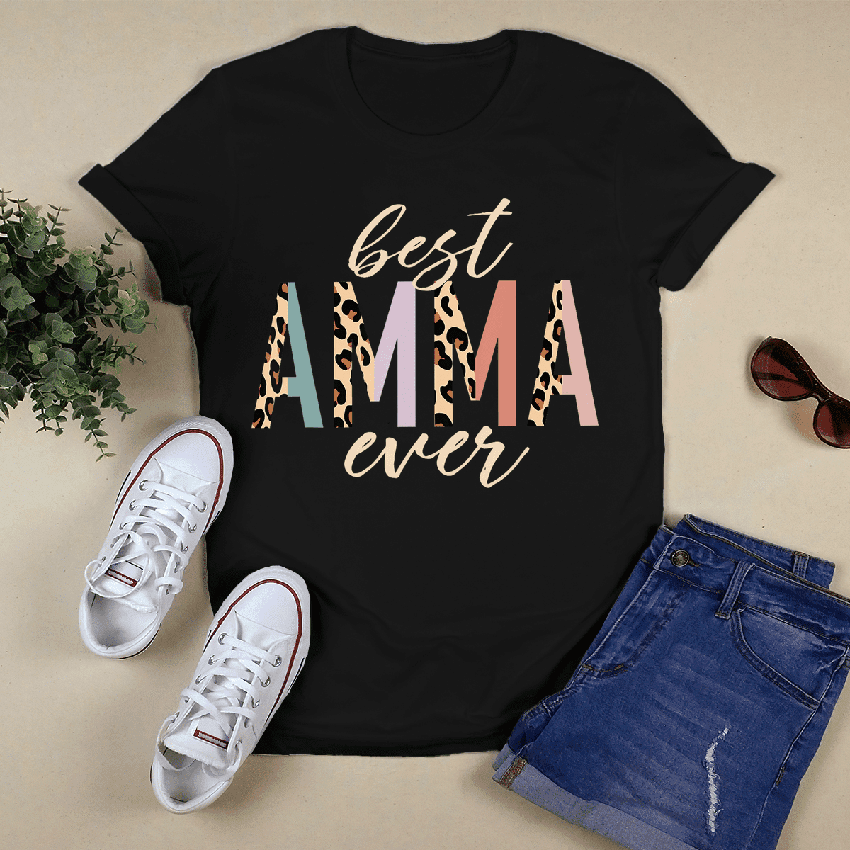 Best Amma Ever Gifts Leopard Print Mothers Day Classic Tshirt Vintage ...