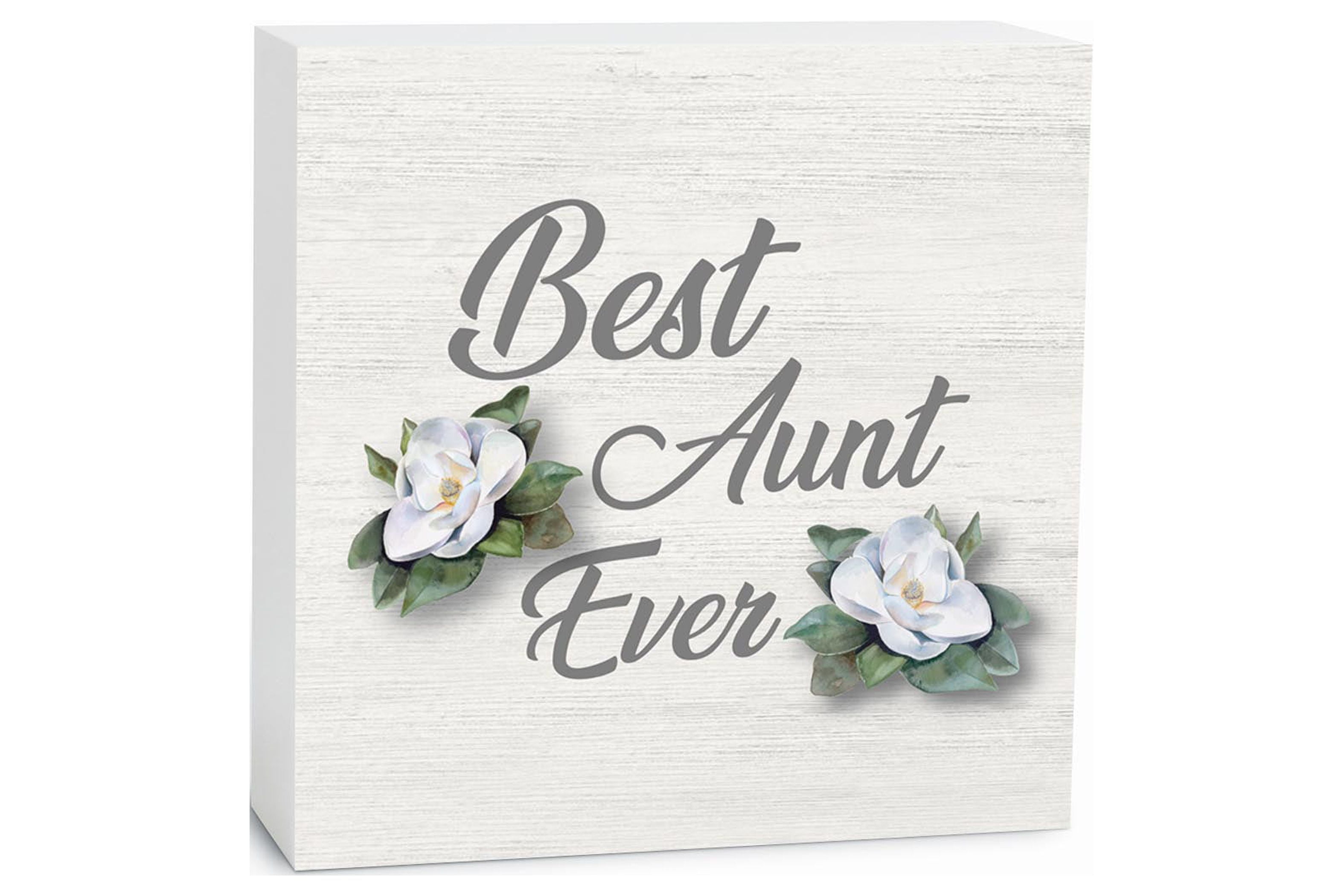 Best Aunt Ever White Woodgrain Floral 5 x 5 Wood Tabletop Sign Plaque ...