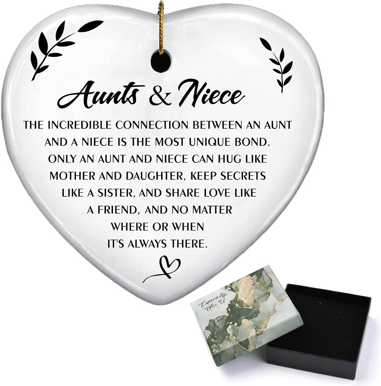 Best Aunt Gifts Heart Ornament Keepsake Sign from Niece Plaque Car ...