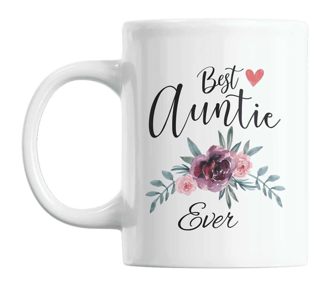 Best Auntie Ever, Cute Floral Print Coffee & Tea Gift Mug Cup for ...
