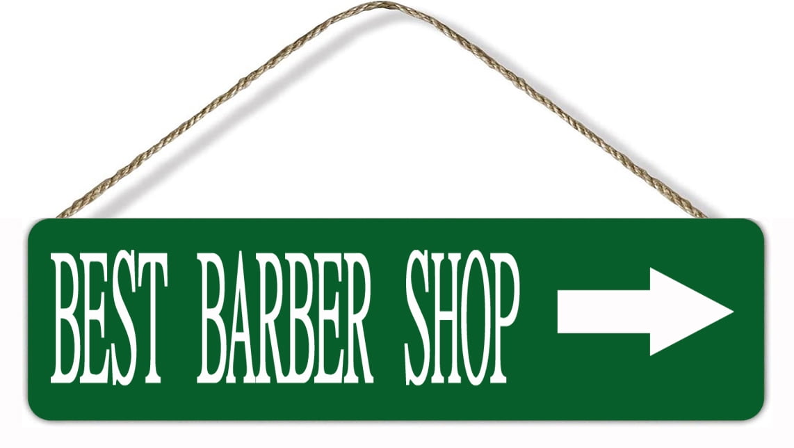 Best Barber Shop With Right Arrow Signs Wooden Hanging Sign Plaque With ...