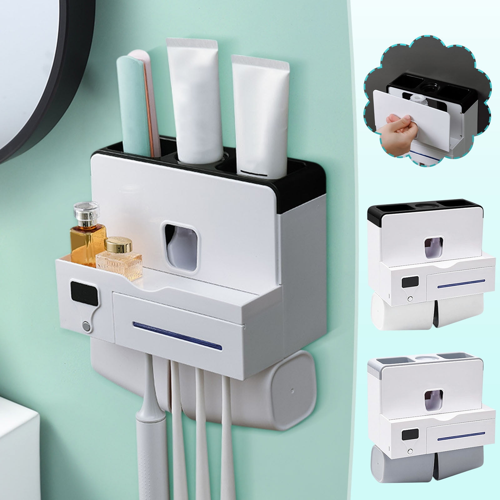 Best Bargains Automatic Toothbrush Organizer & Dispenser Set - Wall-Mounted Bathroom Storage ...