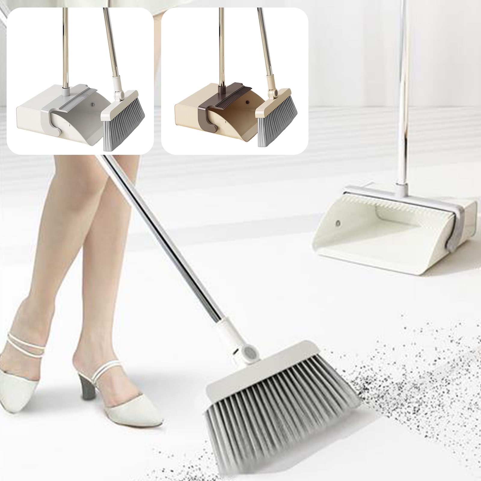 Best Bargains Foldable Broom and Dustpan Set with Comb Teeth ...
