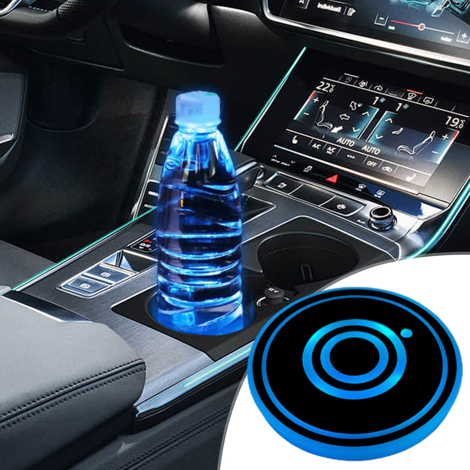 Best Bargains LED Car Cup Holder Mat - Multi-Color Illuminated Drink ...