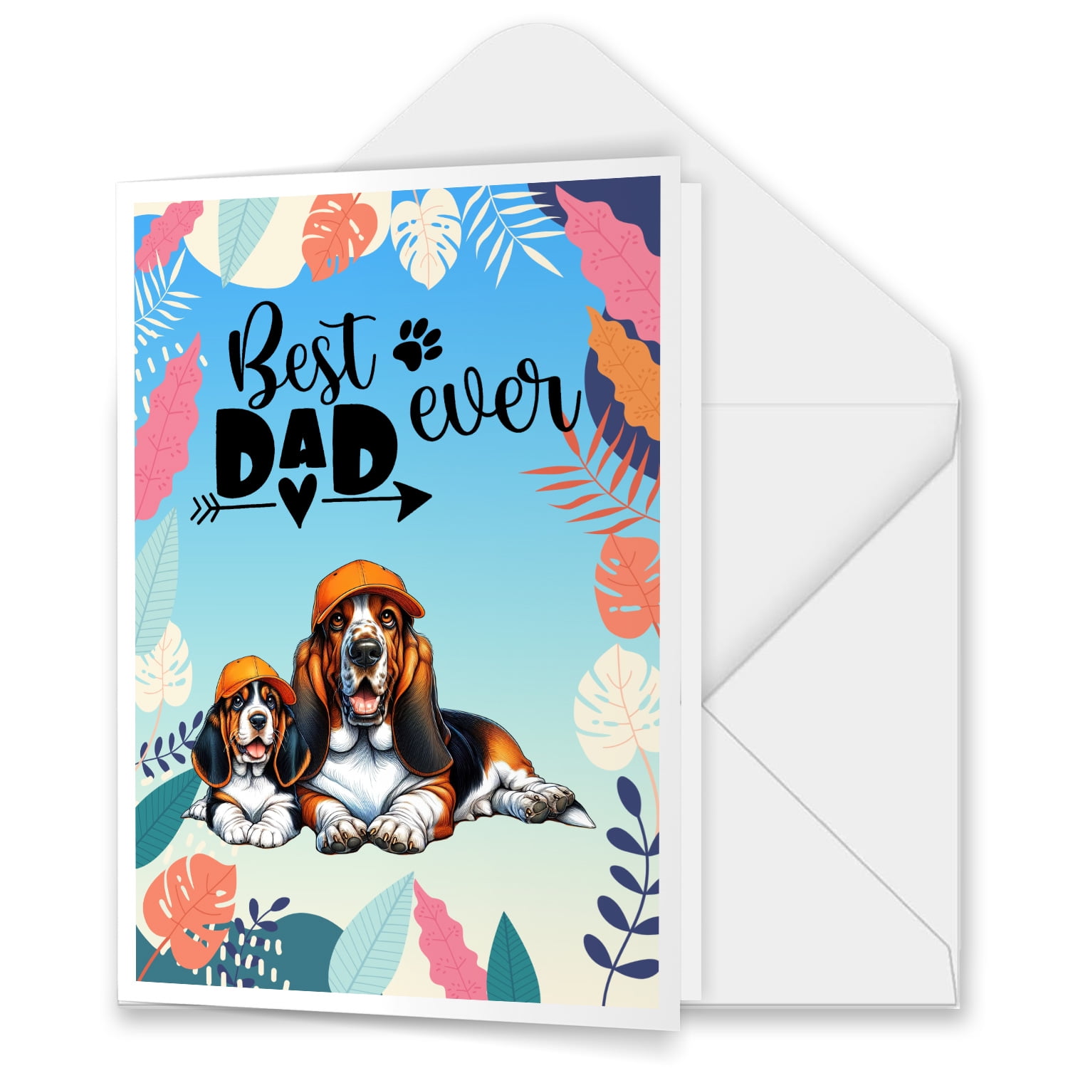 Best Basset Hound Dad Ever Happy Father's Day 5x7in Folded Greeting ...