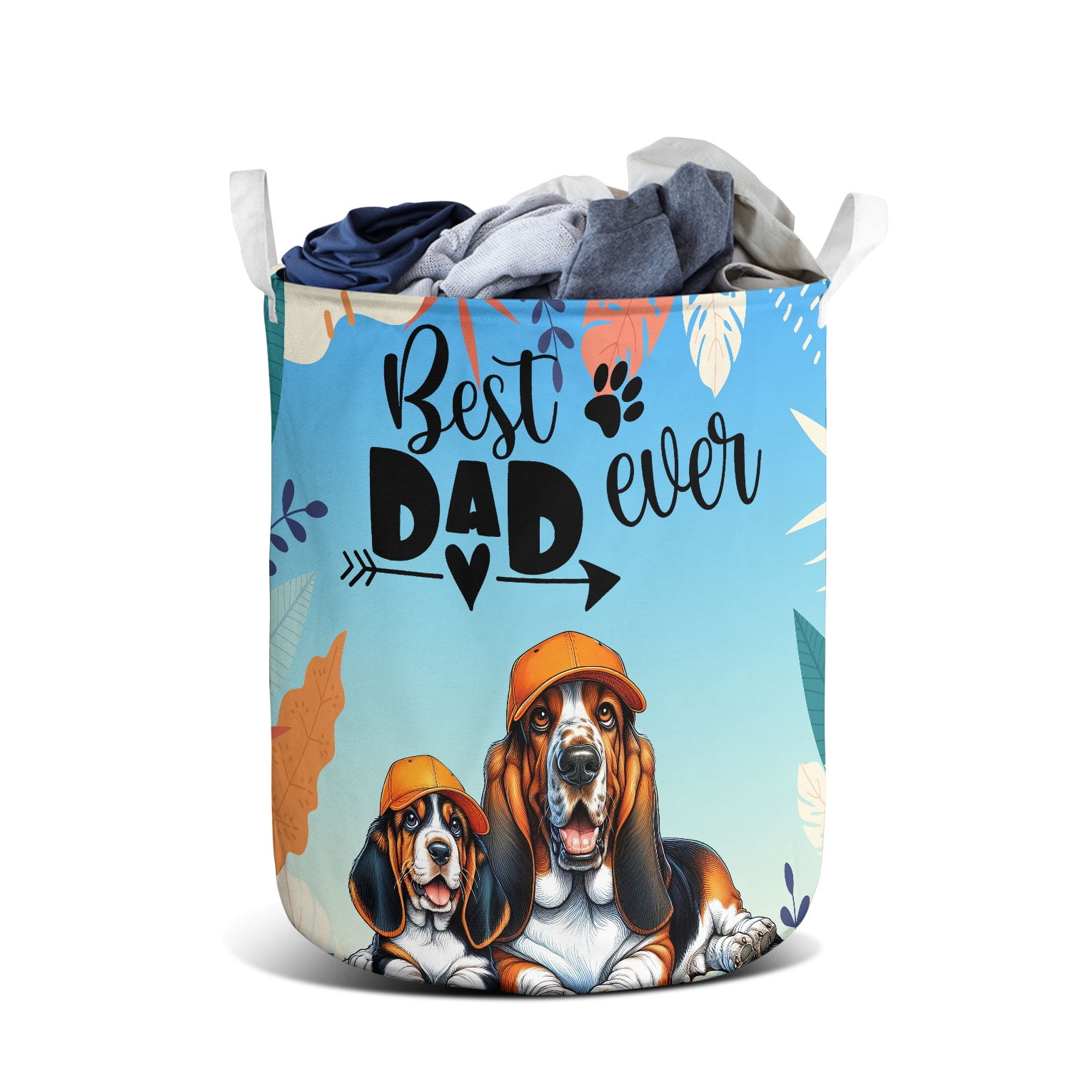 Best Basset Hound Dad Ever Happy Father's Day Foldable Laundry Basket ...