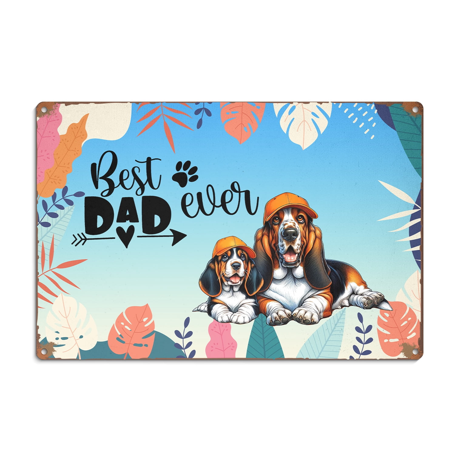 Best Basset Hound Dad Ever Happy Father's Day Horizontal Metal Aluminum ...
