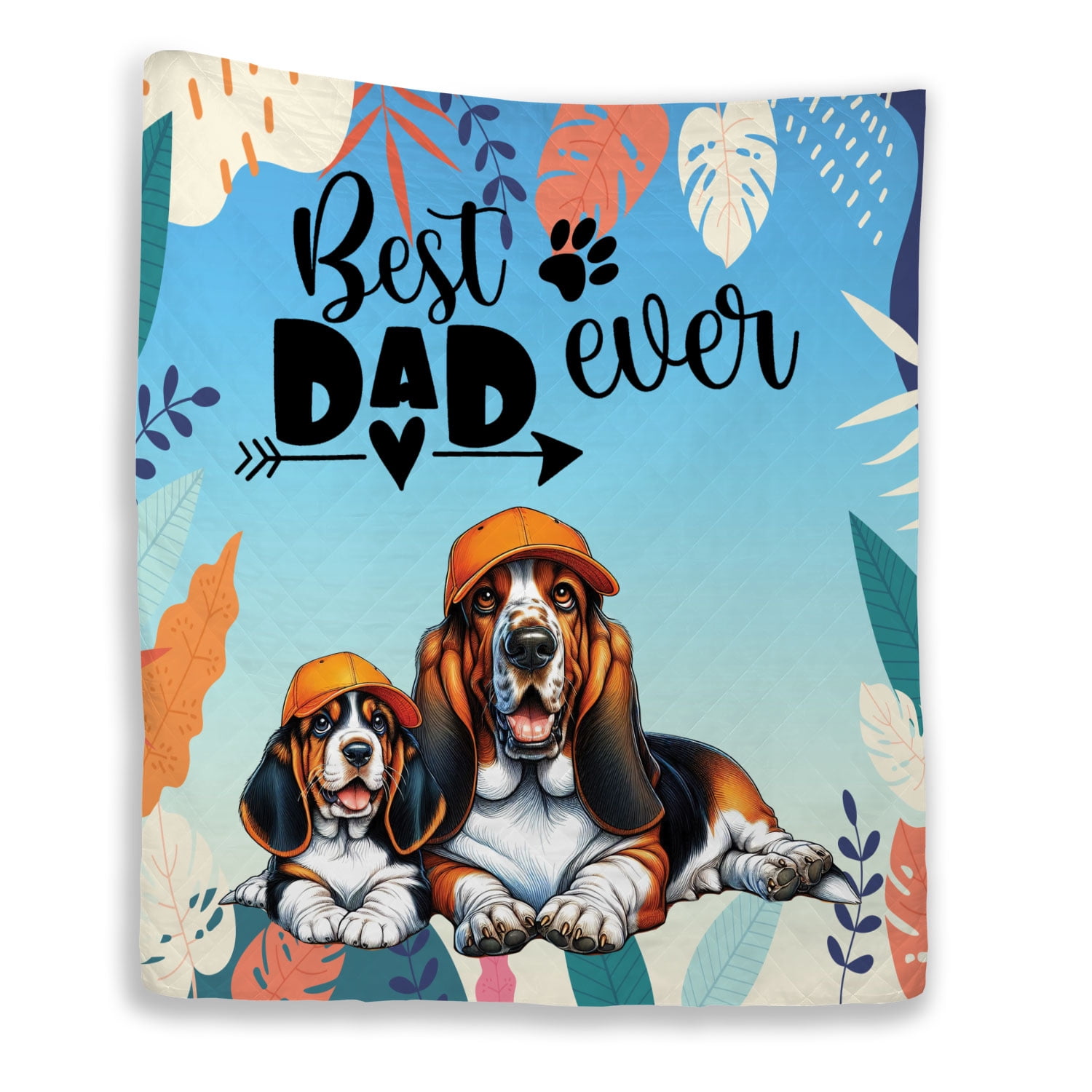 Best Basset Hound Dad Ever Happy Father's Day Quilt Blanket Bassets Dog ...