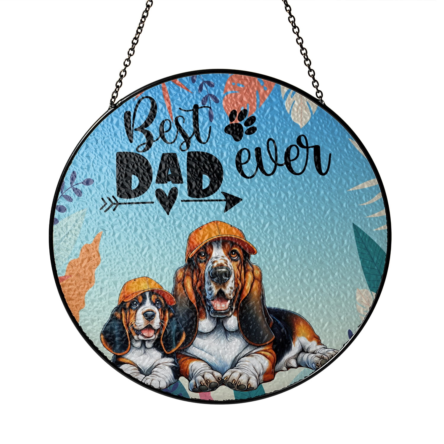 Best Basset Hound Dad Ever Happy Father's Day Stained Glass Suncatcher ...