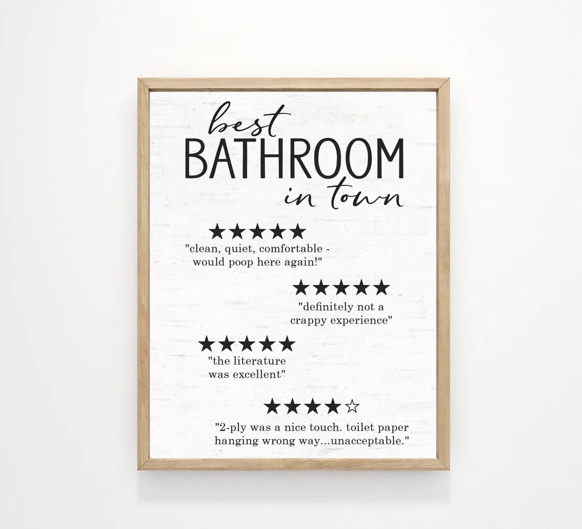 Best Bathroom In Town Reviews Wall Art, Stars Rating Bathroom Wall ...