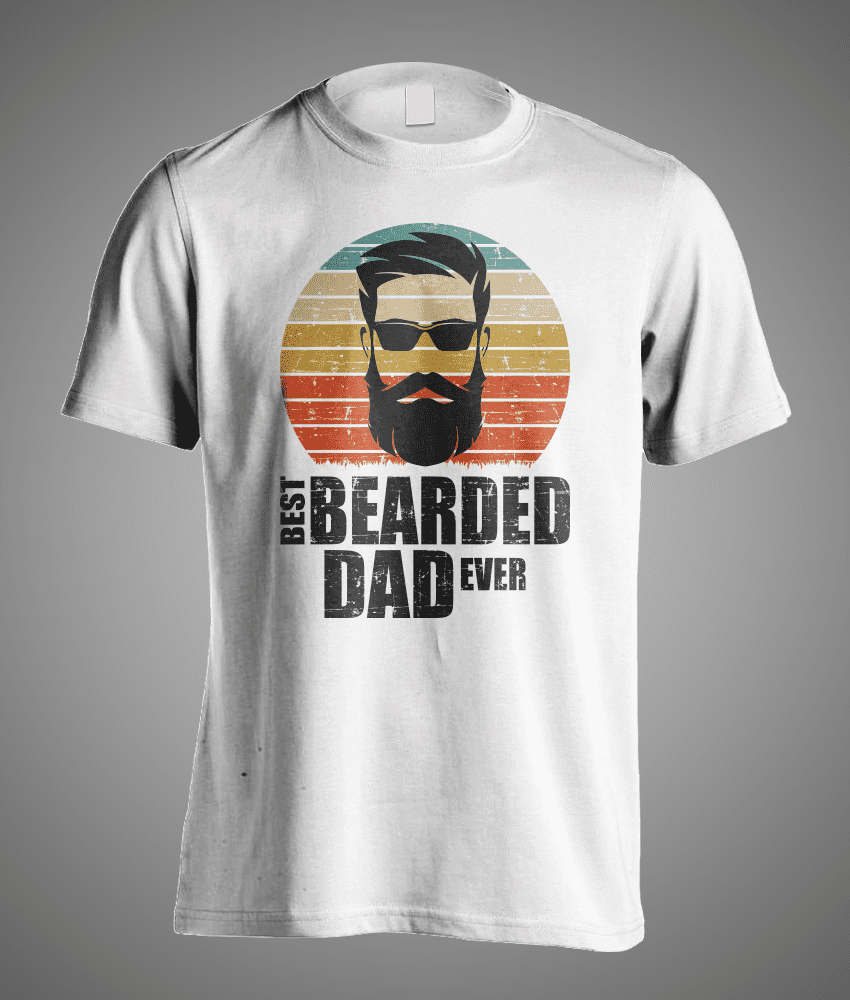 Best Bearded Dad Ever Vintage Fathers Day Funny Gift T-Shirt Papa Daddy ...