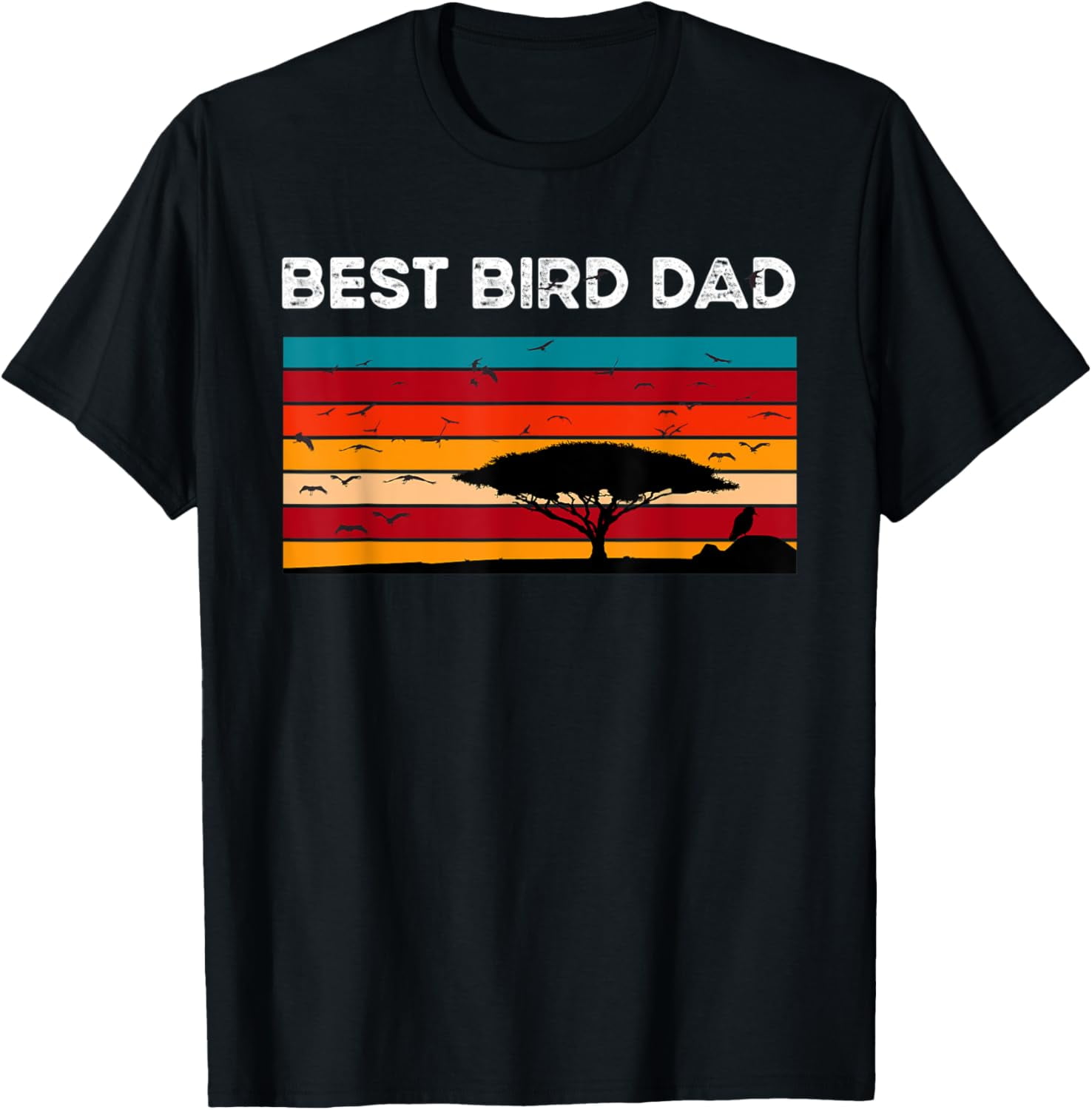 Best Bird Dad Flying Migrating birds landscape retro design T-Shirt ...