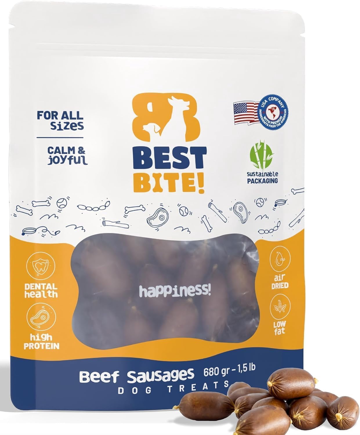 Best Bite! Hard-Chew Beef YYF14 Sausages for Dogs - 680g of Ground Beef ...