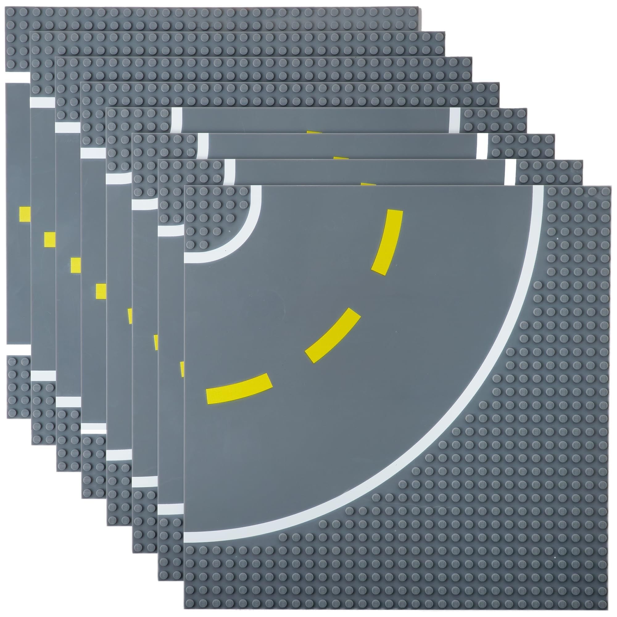 Best Blocks Stackable Road Plates - 4 Straight, 4 Curved Base, 8 Pack ...