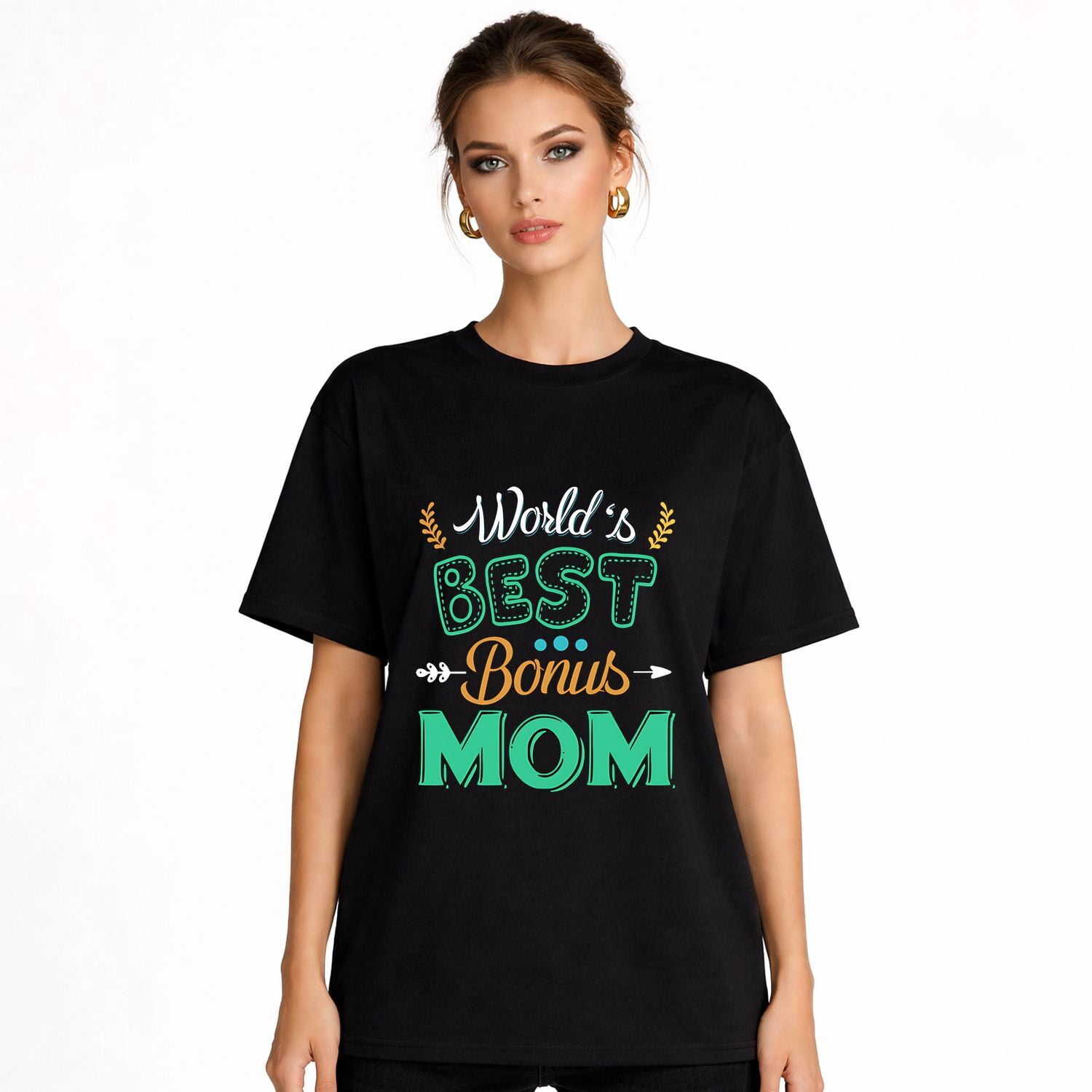 Best Bonus Mom Text Mother’s Day Gift for Women Classic Soft Loose Fit ...