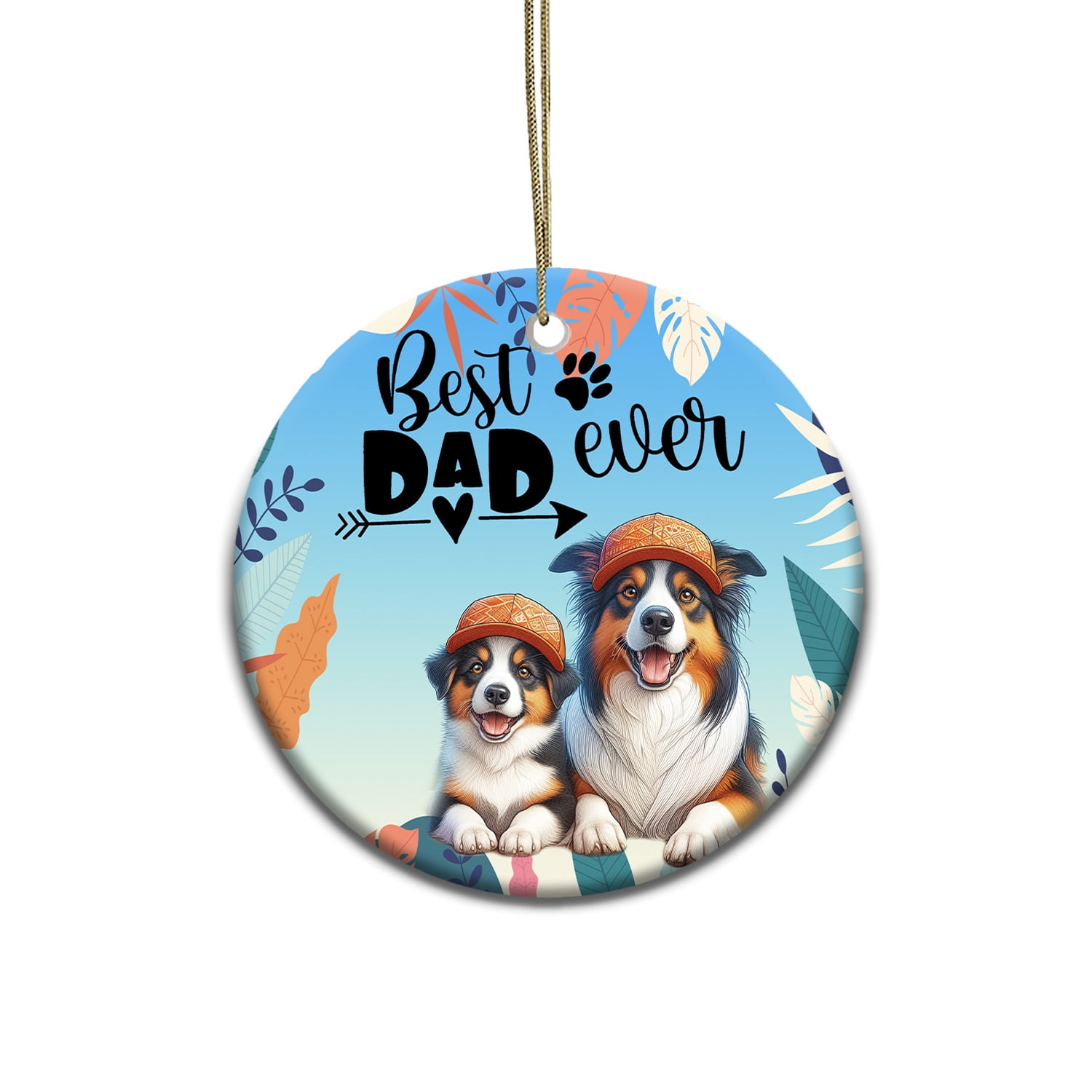 Best Border Collie Dad Ever Happy Father's Day Ceramic Round Ornament ...