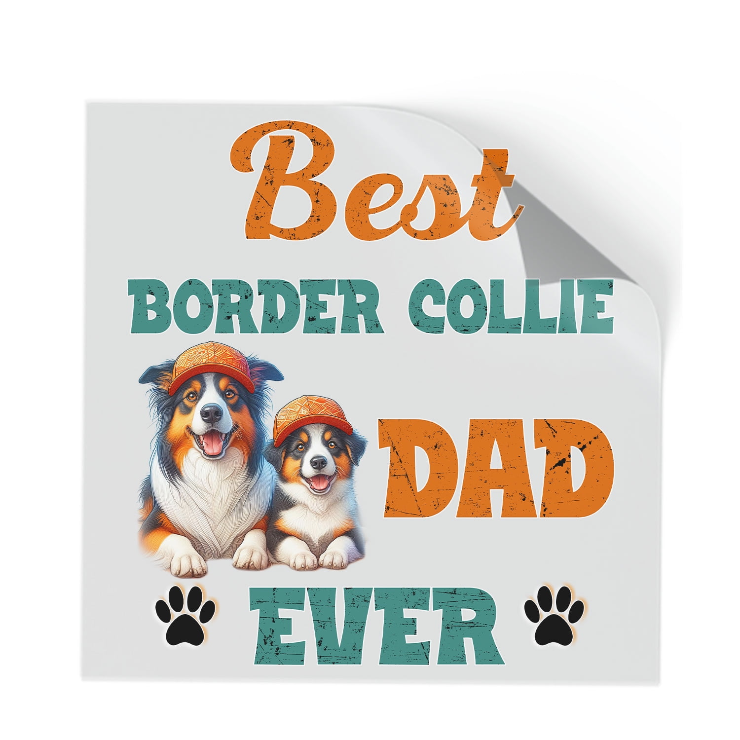 Best Border Collie Dad Ever Happy Father's Day Cutout Transfer Sticker ...