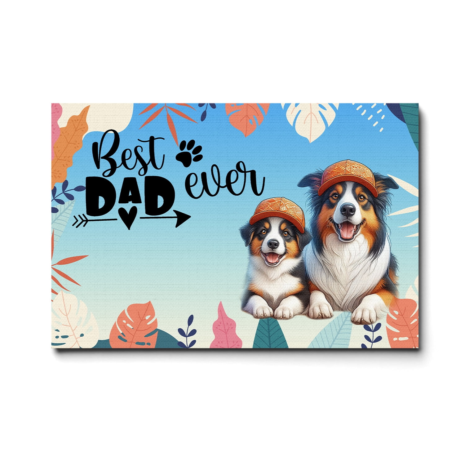 Best Border Collie Dad Ever Happy Father's Day Horizontal Matte Canvas ...