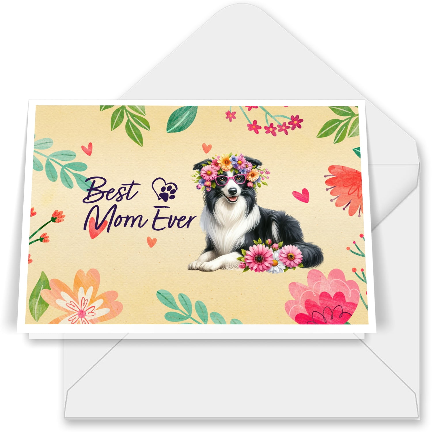 Best Border Collie Mom Ever Happy Mother's Day 7x5in Folded Greeting ...