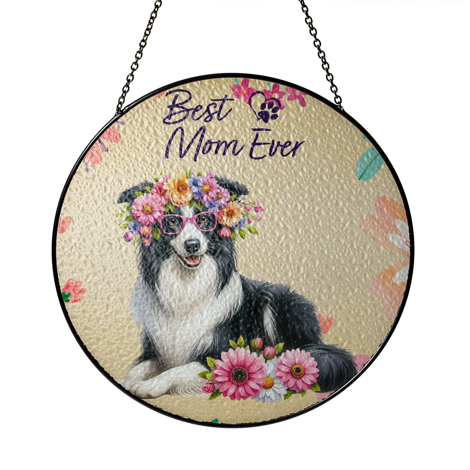 Best Border Collie Mom Ever Happy Mother's Day Stained Glass Suncatcher ...