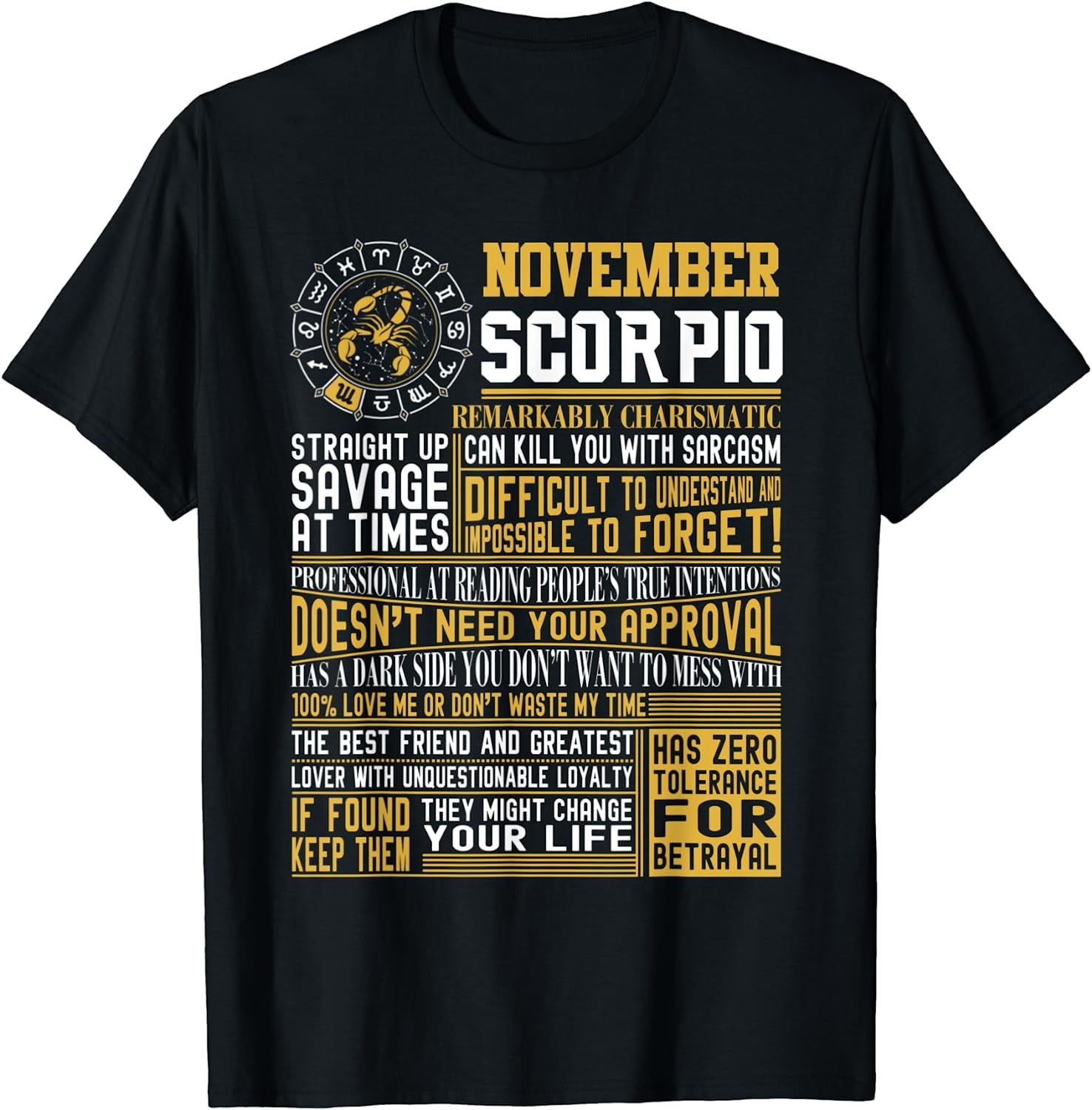 Best Born in November Scorpio Facts Shirts for Mens, Womens - Walmart.com