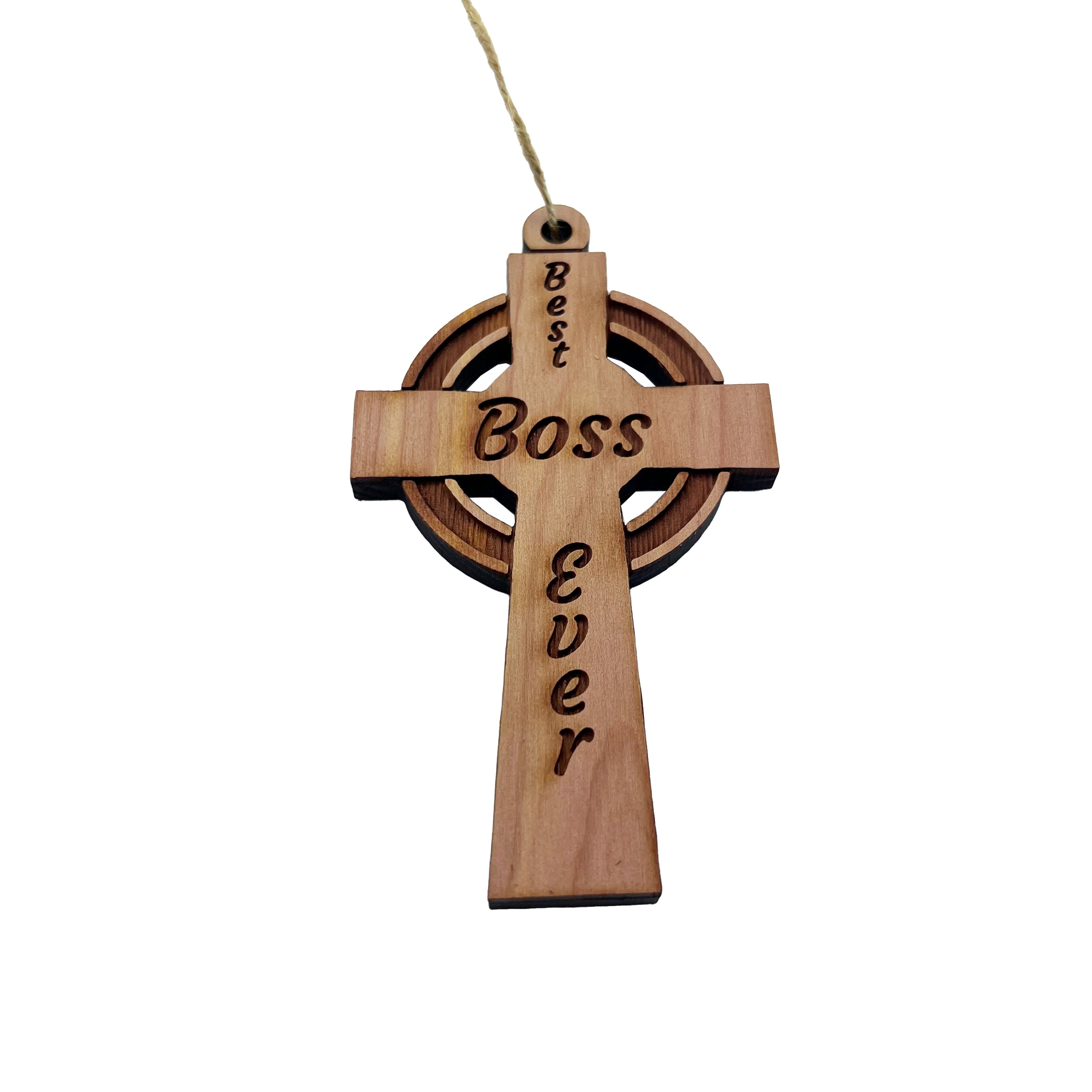 Best Boss Ever Celtic Cross - Cedar Ornament - Walmart.com