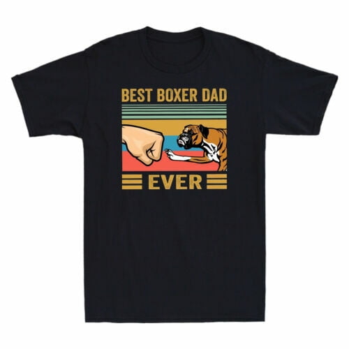 Best Boxer Dad Ever Funny Dog Lover Vintage Men's T Shirt Retro Cotton ...