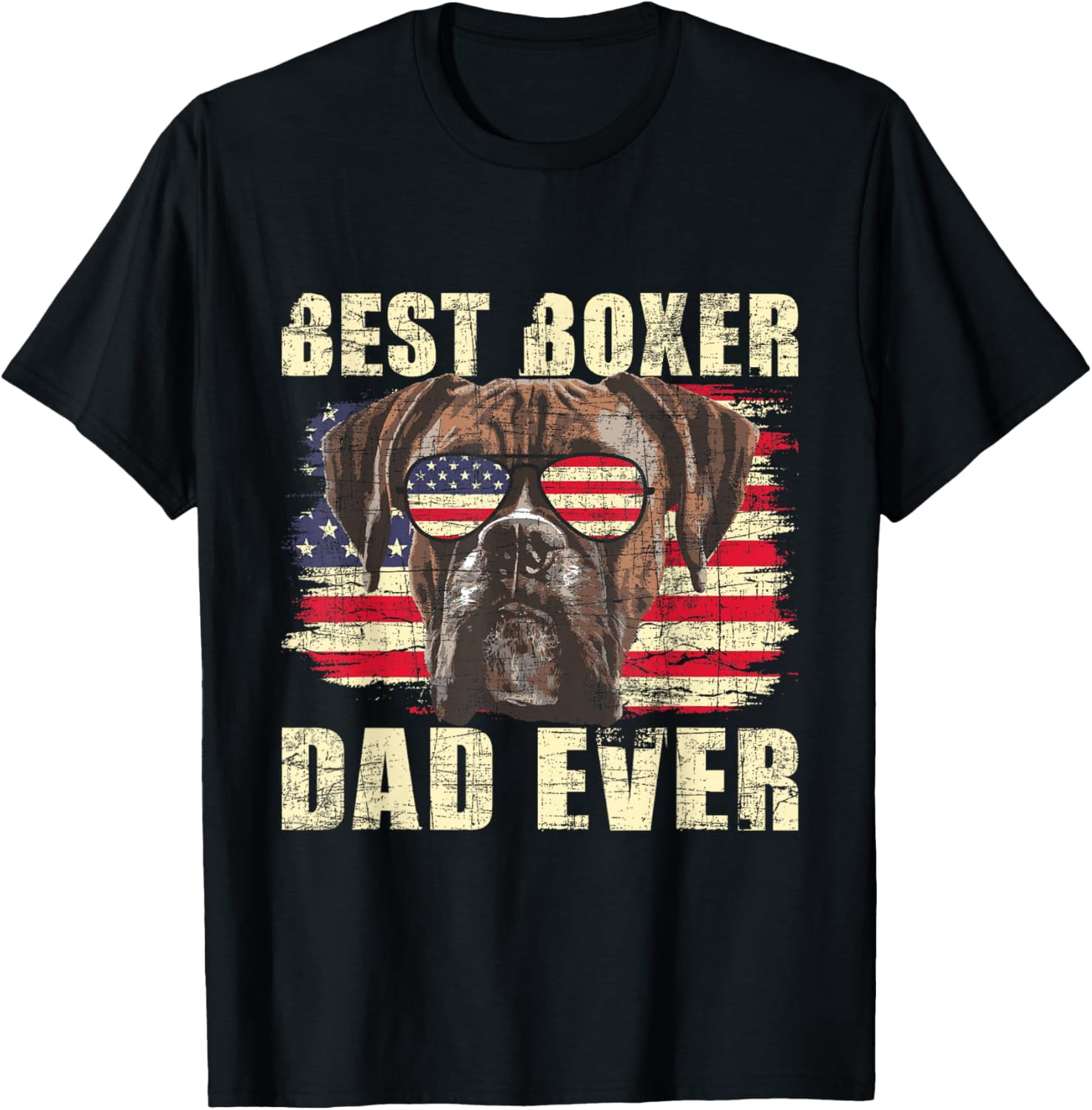 Best Boxer Dad Ever - USA Flag American Dog Animal Lover T-Shirt ...