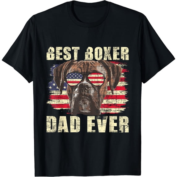 Best Boxer Dad Ever - USA Flag American Dog Animal Lover T-Shirt ...