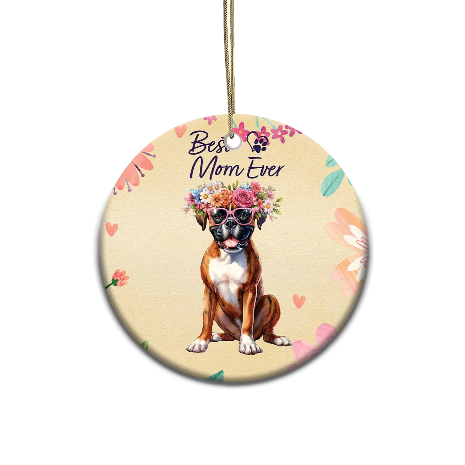 Best Boxer Mom Ever Happy Mother's Day Ceramic Round Ornament Boxers ...