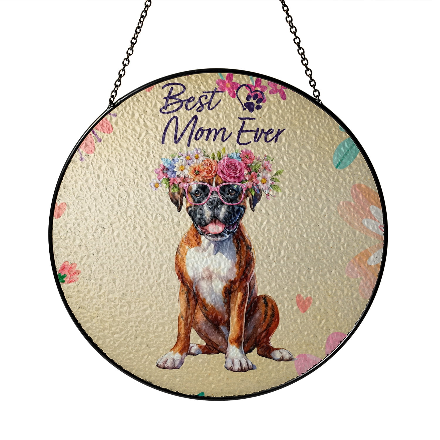 Best Boxer Mom Ever Happy Mother's Day Stained Glass Suncatcher Boxers ...