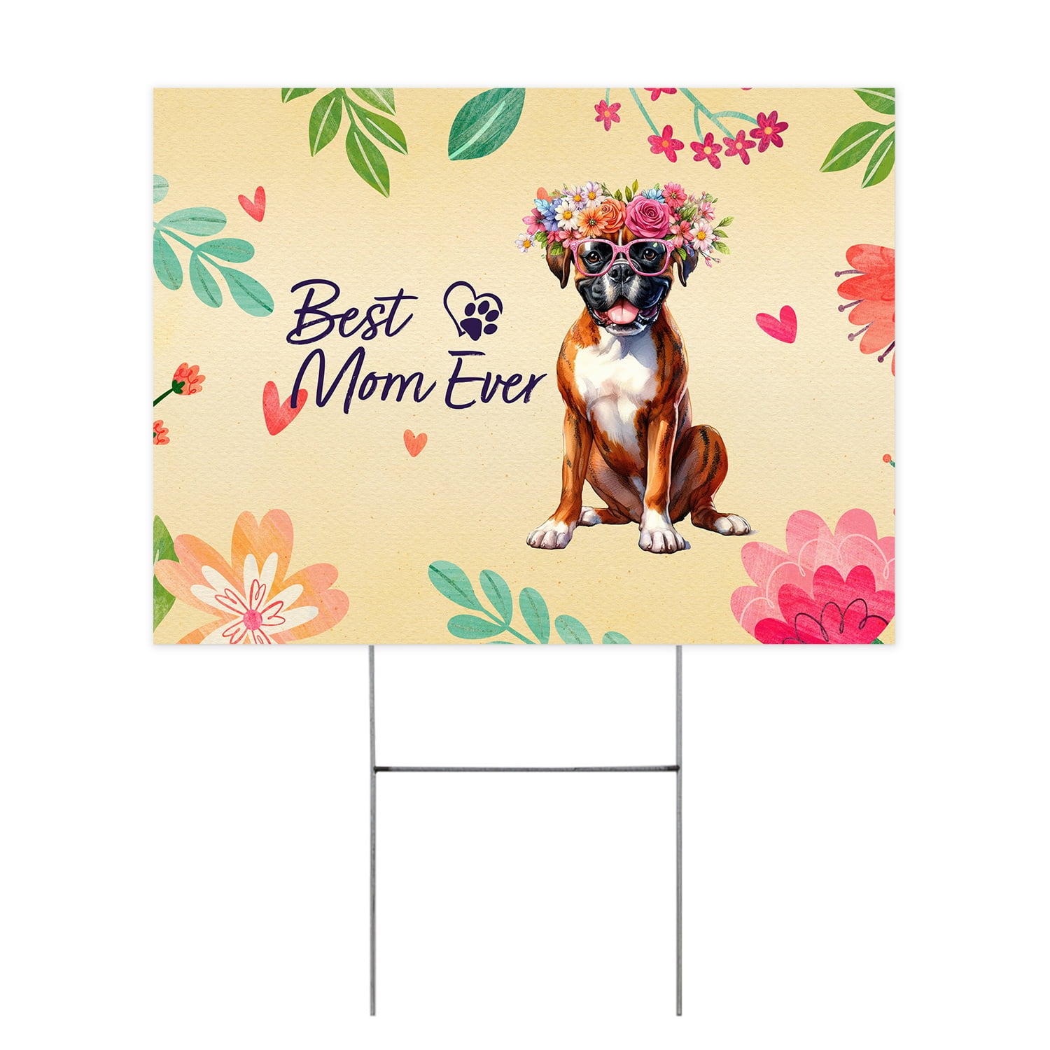 Best Boxer Mom Ever Happy Mother's Day Yard Sign Boxers Dog Lover Gifts ...