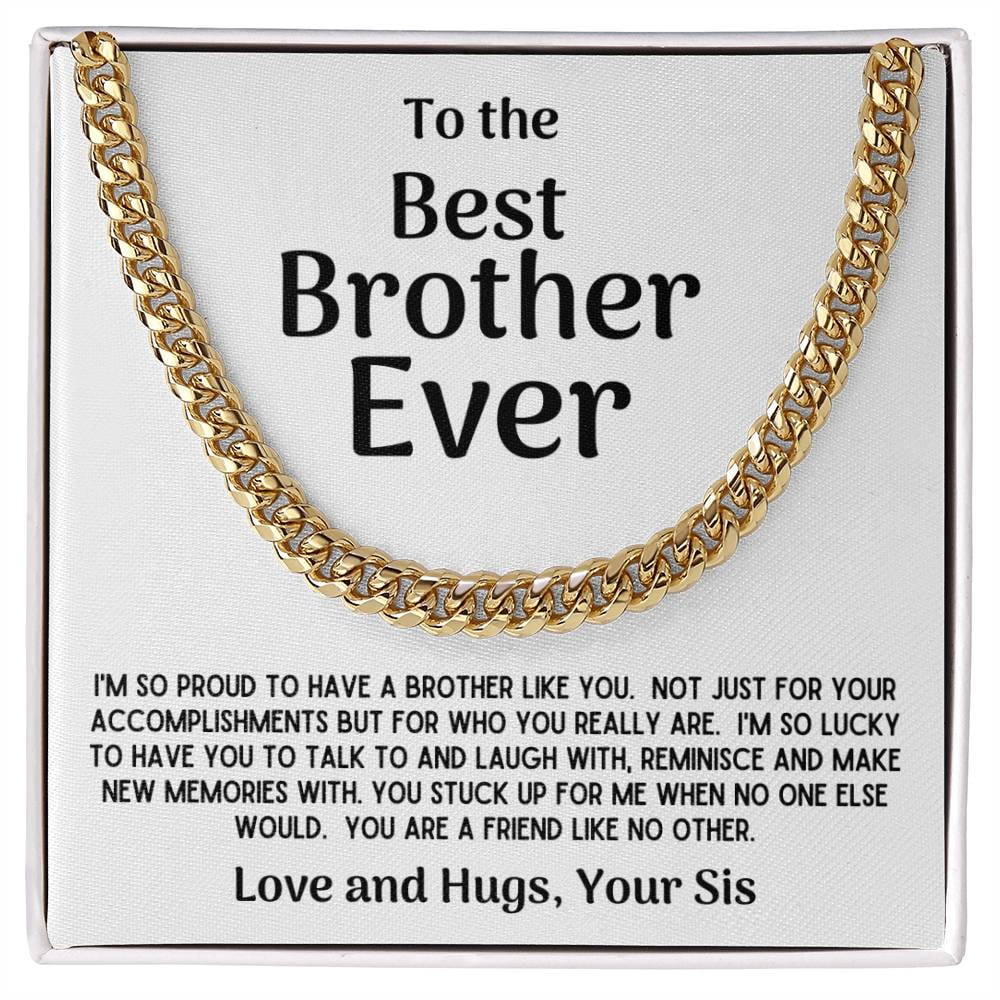 Best Brother Ever Cuban Chain Necklace, Gift from Sis, Cuban Link Chain ...