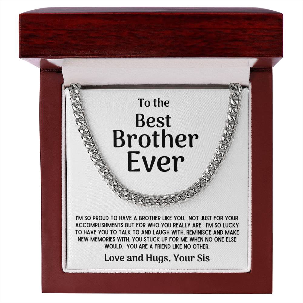 Best Brother Ever Cuban Chain Necklace, Gift from Sis, Cuban Link Chain ...