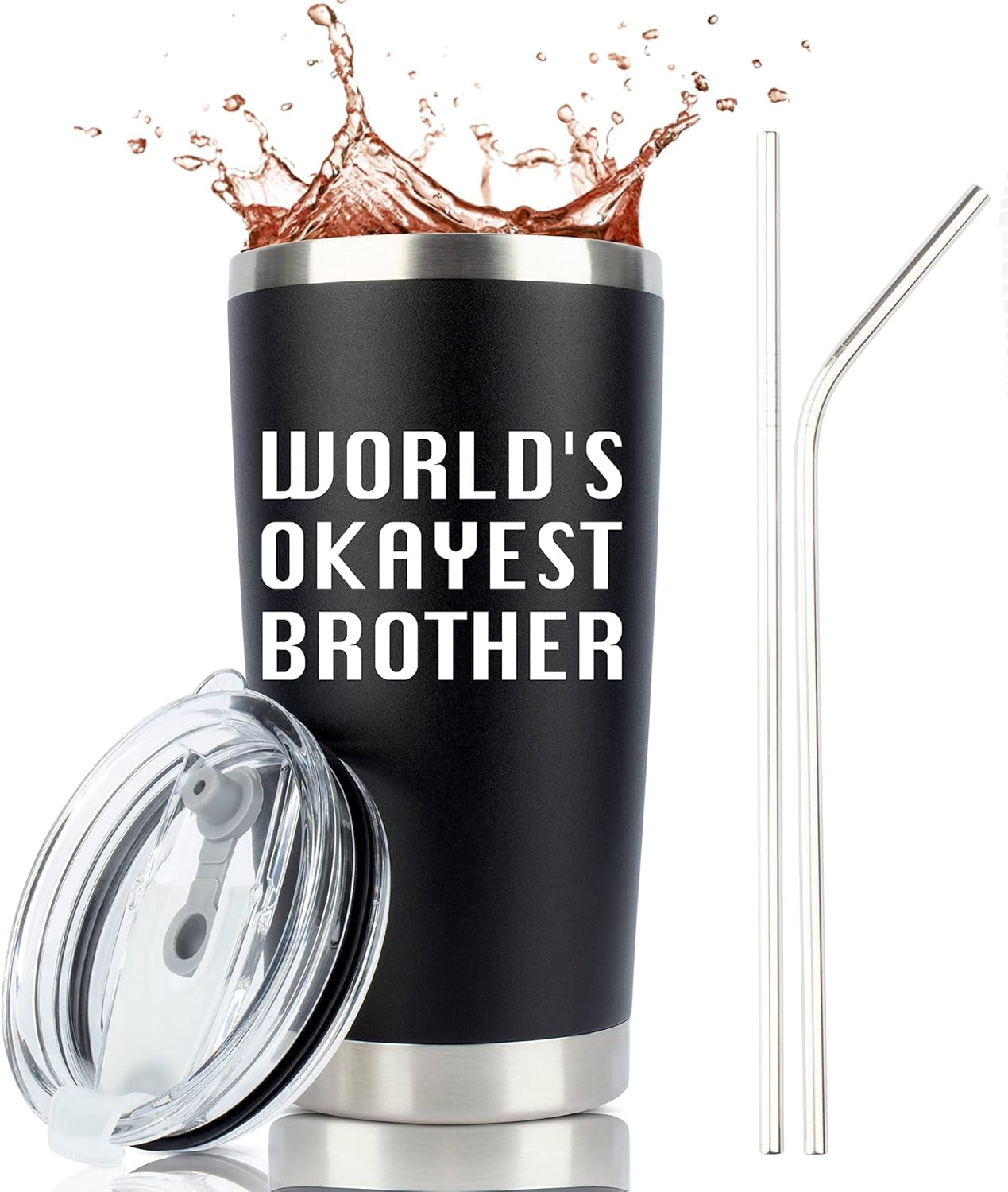 Best Brother Gifts | Worlds Okayest Brother | Stainless Steel Tumbler ...