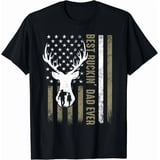 Best Buckin Dad Ever Deer Hunting American Flag Camo Whitetail Unisex T ...
