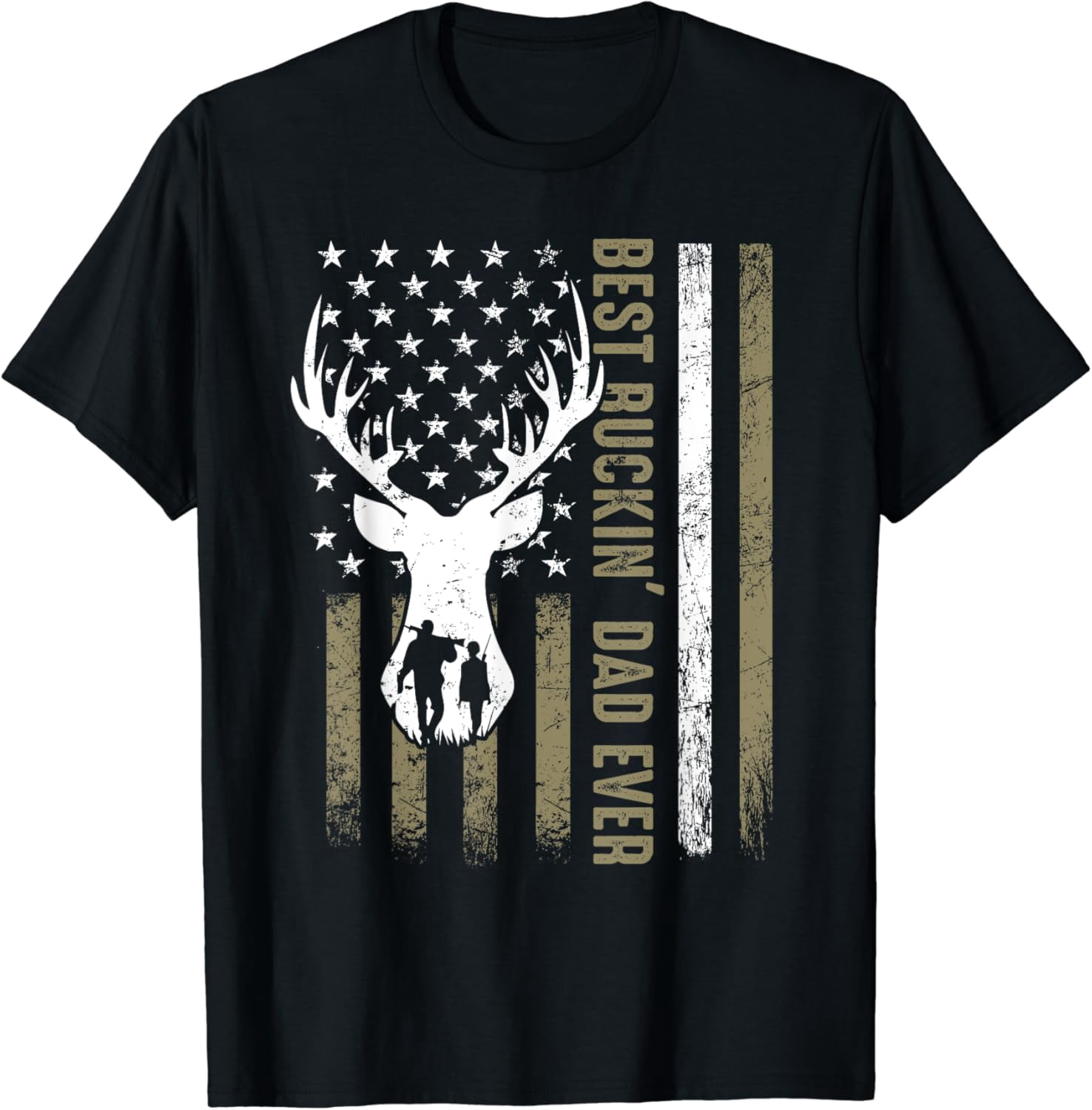 Best Buckin' Dad Ever Deer Hunting American Flag T-Shirt - Walmart.com