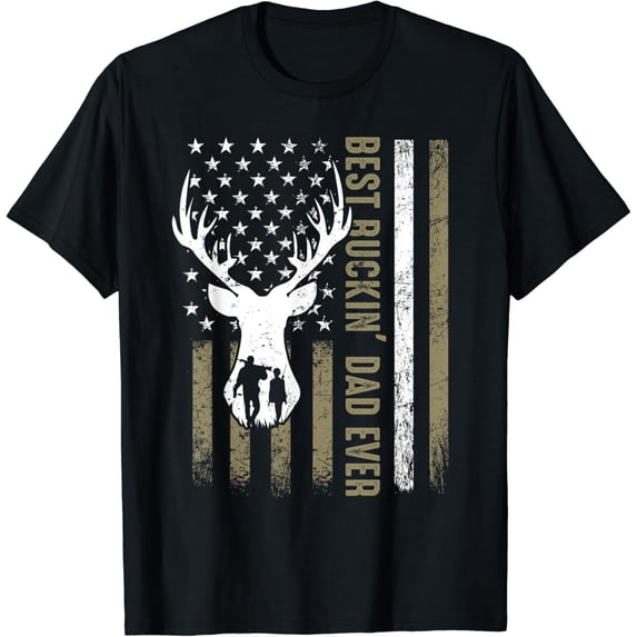 Best Buckin' Dad Ever Deer Hunting American Flag T-Shirt - Walmart.com