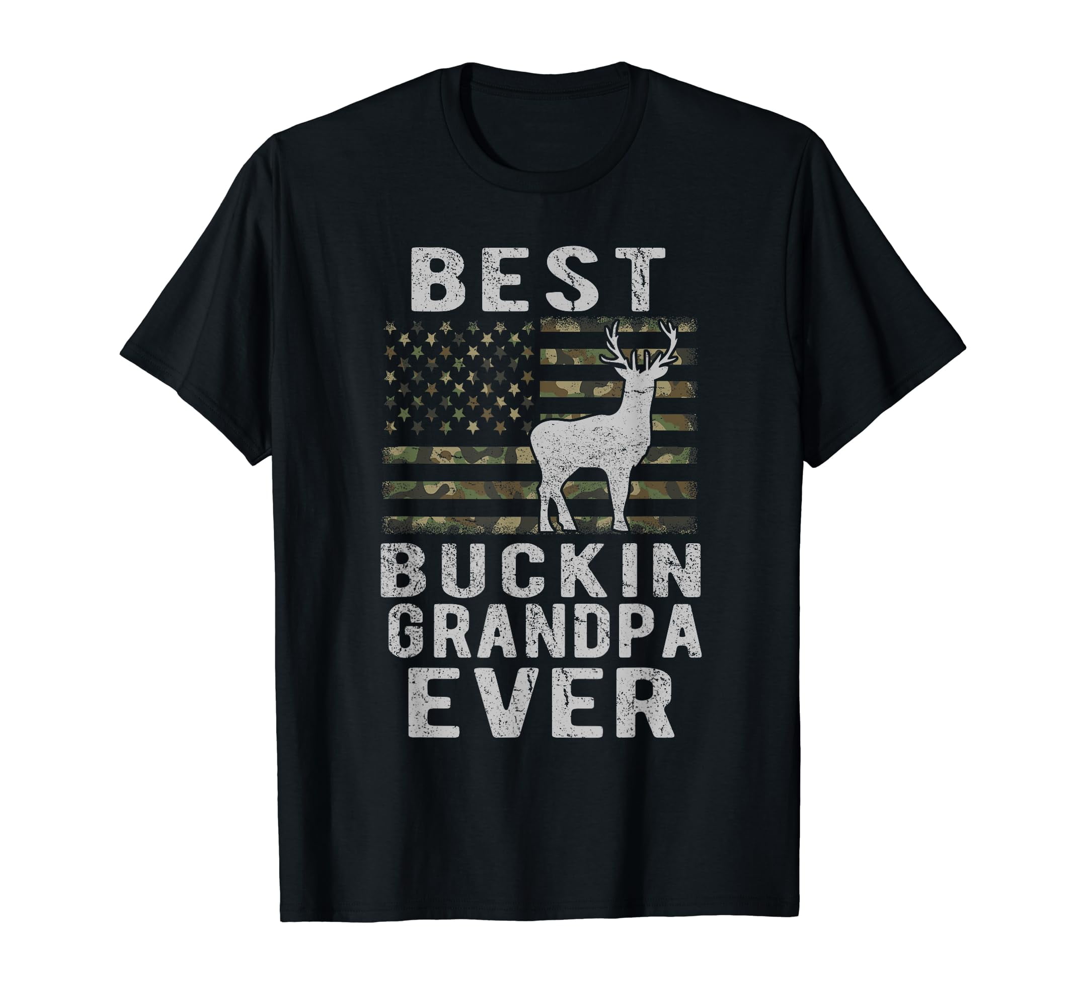 Best Bucking Grandpa Ever Camouflage Us Flag Deer Hunting T Shirt
