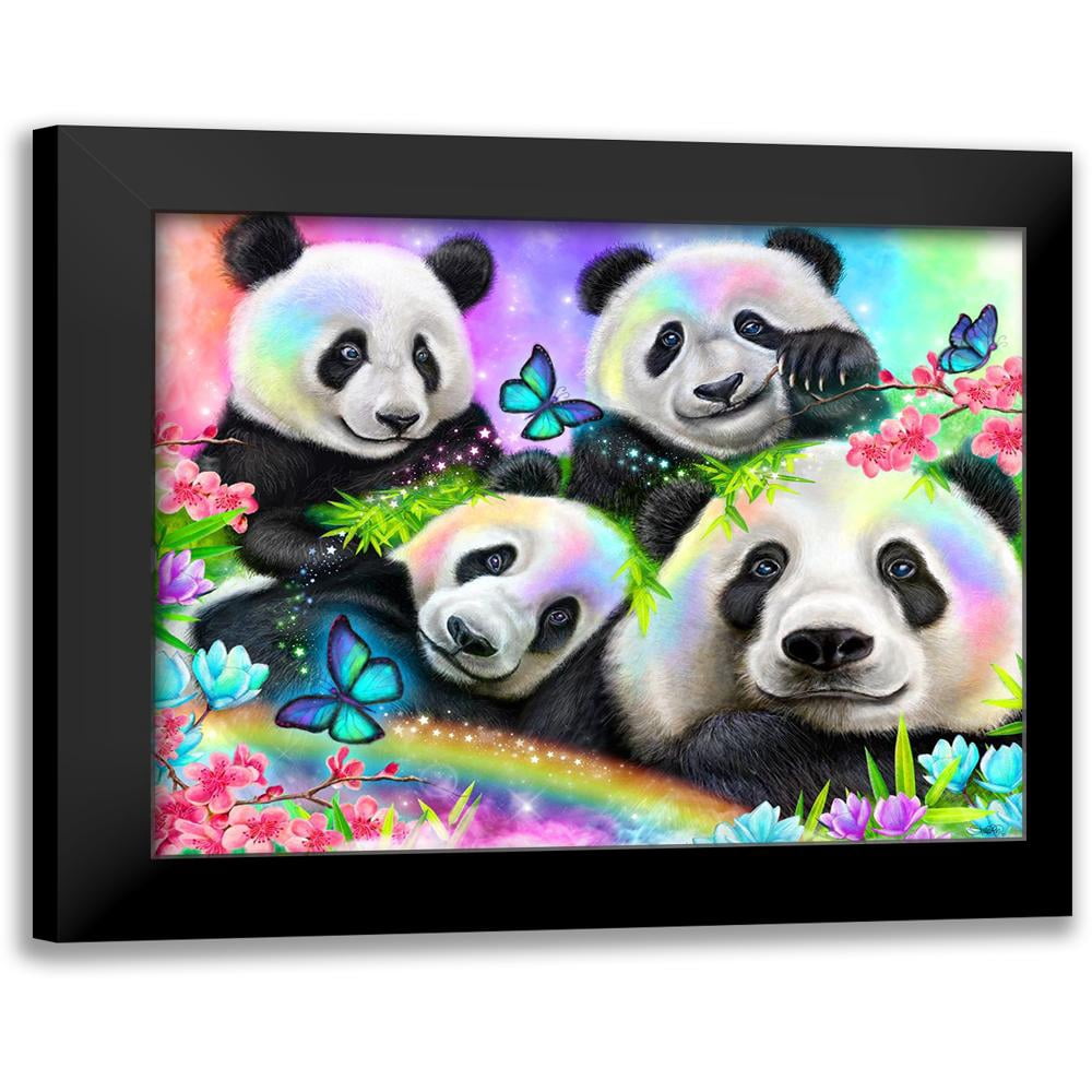 Best Buddies - Rainbow Pandas 24x20 Black Modern Framed Museum Art ...